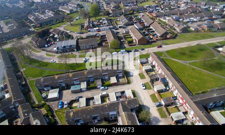 aerial view of Bransholme housing estate, Hull, East Yorkshire, UK ...