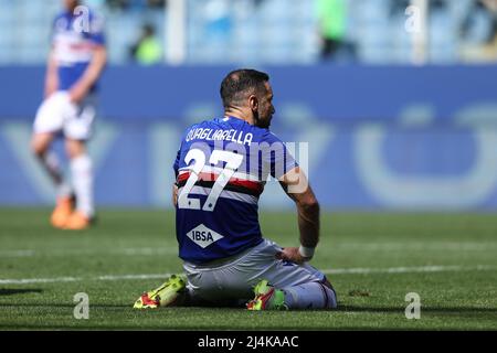 Fabio Quagliarella of UC Sampdoria looks on during the Serie A match ...