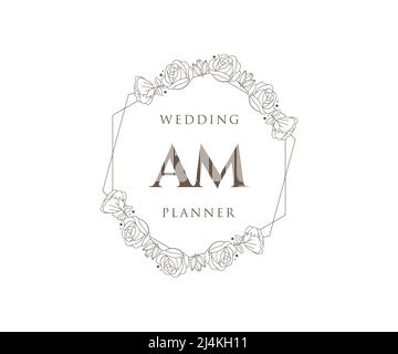 AM Initials letter Wedding monogram logos collection, hand drawn modern ...