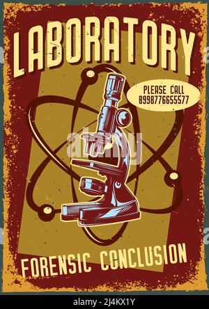 Atom symbol vintage label, grunge textured retro badge, typography ...