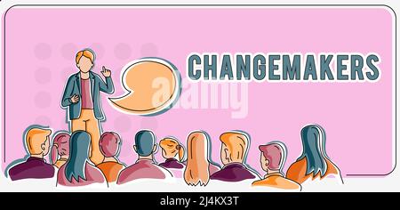 Conceptual caption Changemakers. Concept meaning Young Turk Influencers ...