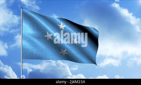 Flag of Federated States of Micronesia: four white stars on light blue ...