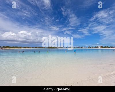 Ocean Cay, Bahamas - October 11, 2021: An aerial view of the beach of ...