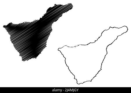 Tenerife island map simple outline. Vector hand drawn simplified style ...