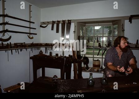 Williamsburg, VA. U.S.A. 9/1987. Master gunsmith for Colonial 18th ...