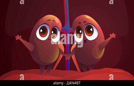Happy comic internal human organs flat vector illustrations set Stock ...