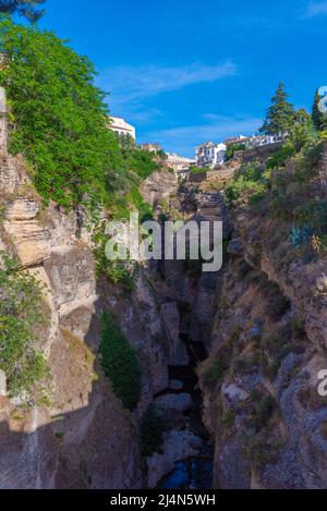 Famous El Tajo gorge – deep gorge at the Spanish city of Ronda ...