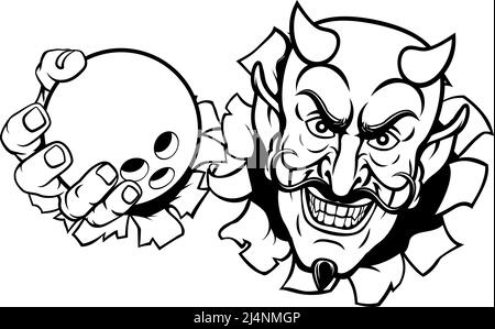 Devil Ten Pin Bowling Ball Sports Mascot Cartoon Stock Vector Image ...