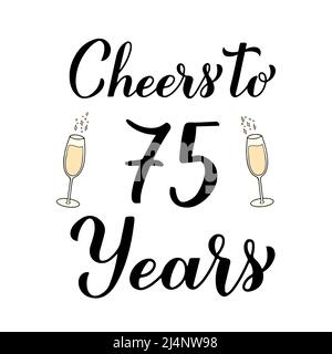 Handwritten Lettering of Happy 75th Anniversary. Template for Banner ...