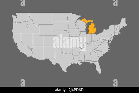 Michigan map. Blank vector map of the US State with counties. Borders ...