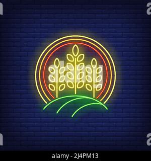 Wheat ears in circle neon sign Stock Vector Image & Art - Alamy