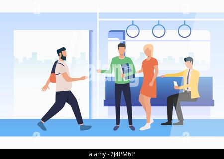 A vector illustration of People Commuting Using Subway Stock Vector ...