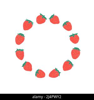 Strawberry round border frame Stock Vector Image & Art - Alamy