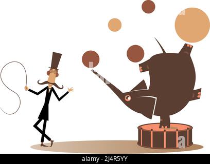 cute elephant circus on top of balloon. isolated cartoon animal ...