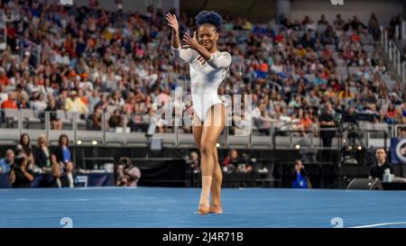 The University of Florida's Trinity Thomas wins the floor excercise ...