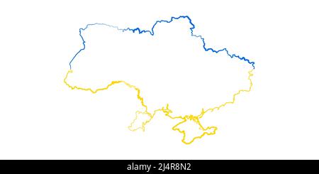 Linear map of Ukraine. One line vector illustration. Continuous country ...
