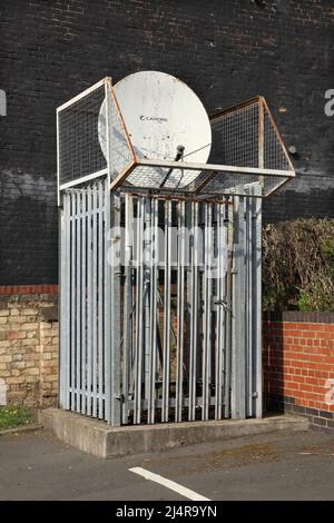 Mesh satellite dish and antenna for television reception Stock Photo ...