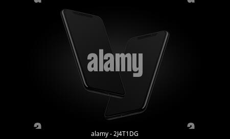 Two Smartphones in Diagonal Angle. Editable Mockup. Vector illustration ...