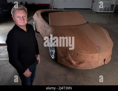 Henrik Fisker with a clay design study for an all electric sports car ...