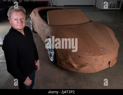 Henrik Fisker with a clay design study for an all electric sports car ...