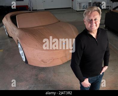Henrik Fisker with a clay design study for an all electric sports car ...
