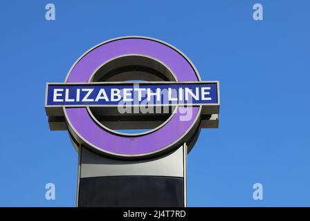 purple Crossrail line (Elizabeth Line) stations route map displays ...