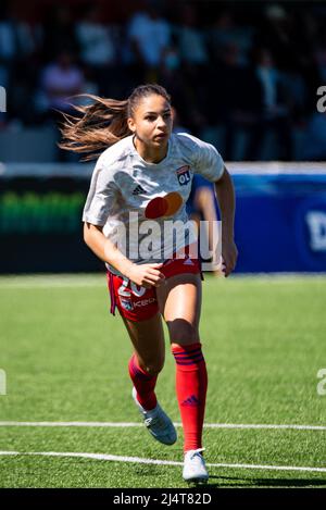 Delphine Cascarino of Olympique Lyonnais warms up ahead of the Women's ...