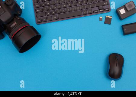 Top View of Photographer's, Videographer's or Video Blogger's Workplace ...