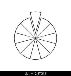 12 part, section segmented circle. Abstract dashed lines circular geometric element - stock ...