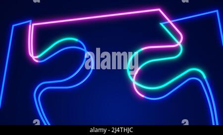 Business style background with puzzle and neon glowing pipes, 3D ...