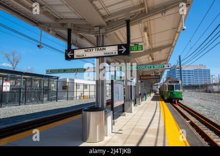 Boston Metro MBTA Union Square station at Union Square in city of ...