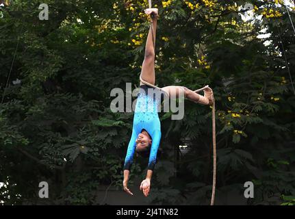 A girl performs during a Mallakhamb championship in Mumbai. Mallakhamb ...
