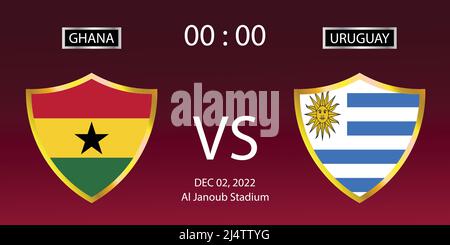 Ghana vs Uruguay, Football 2022, Group H. World Football Competition championship match versus ...