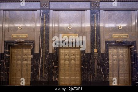elevators, Fisher building, art deco skyscraper from 1928, Detroit ...