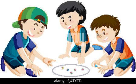 Children playing marbles on white background illustration Stock Vector ...