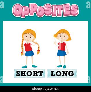Opposite English Words long and short illustration Stock Vector Image ...