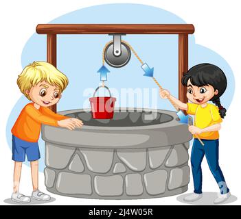 Science experiment with fixed pulley illustration Stock Vector Image ...
