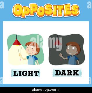 Opposite words for light and dark illustration Stock Vector Image & Art ...