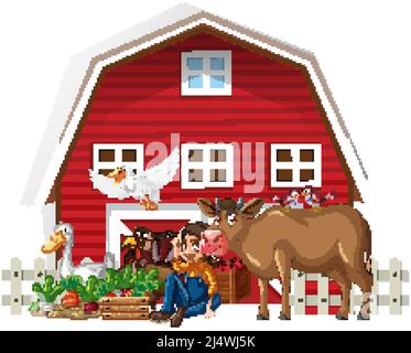 Cute Cartoon Animals with Fruits and Vegetables Stock Vector Image ...
