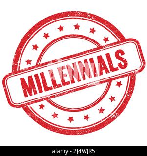 MILLENNIALS text on red grungy vintage rectangle stamp Stock Photo - Alamy