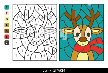 Gingle Bell. Color by numbers. Puzzle game for children education ...