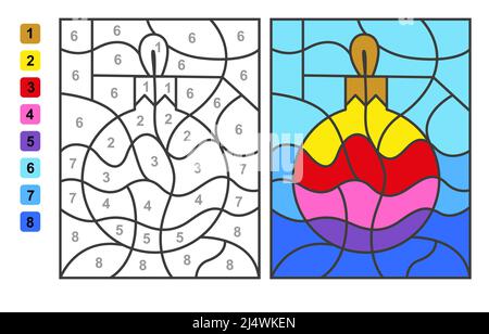 Merry Christmas. Color by numbers. Puzzle game for children education ...