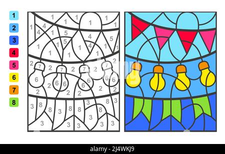Merry Christmas. Color by numbers. Puzzle game for children education ...