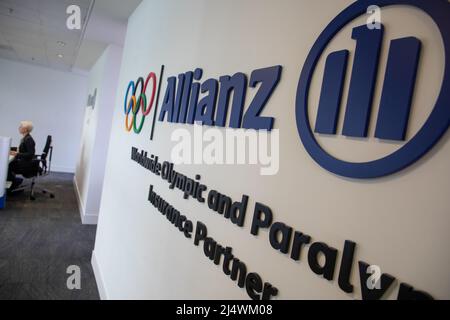Allianz Insurance London office interior showing signage, receptionist ...