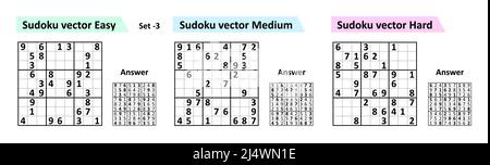 Collection Sudoku game with answers. Different complexity. Simple vector design set Sudoku Stock ...