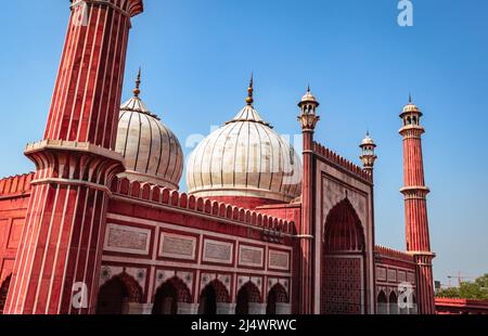ancient mosque vintage dome view with bright blue sky at morning from ...