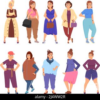 Body positive. Plump women, oversize model girls with placard love your ...