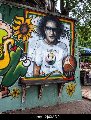 Memorial wall for Ortwin Rau who founded the YAAM club, Stralauer Platz ...