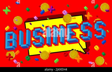 Business. Pixelated word with geometric graphic background. Vector ...