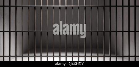 Prison concept. Jail bars and metal handcuffs, dark background. 3d ...